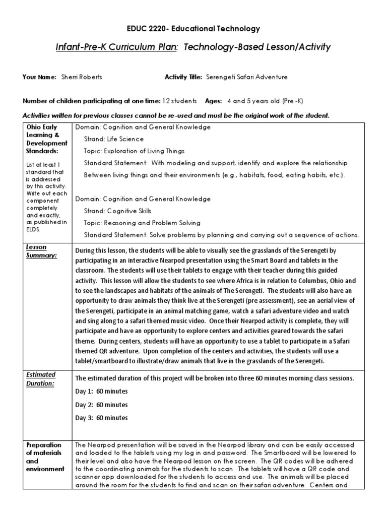 Serengeti Safari Adventure | PDF | Educational Technology | Learning