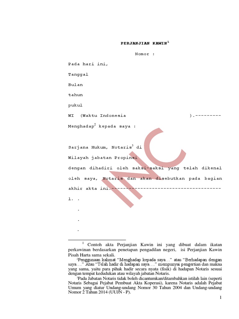 05 Contoh Akta Perjanjian Kawin | PDF
