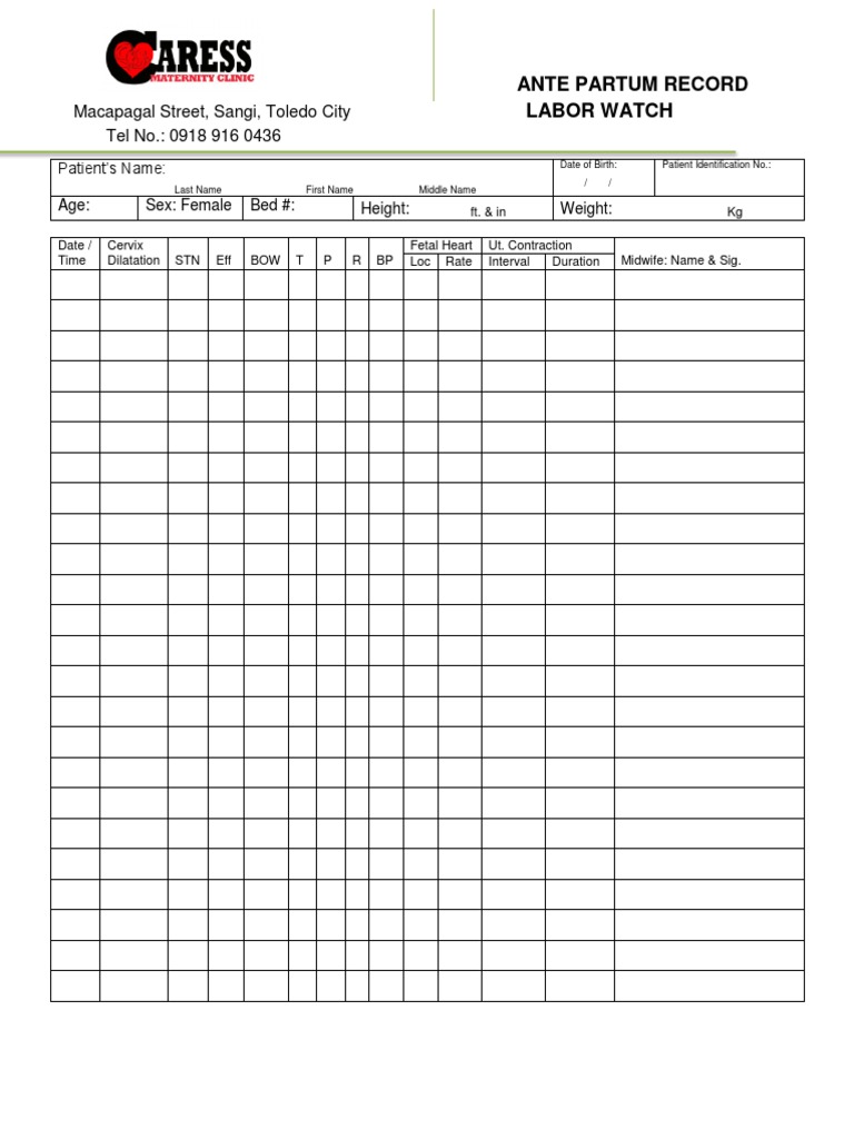 Antepartum Record Labor Watch | PDF | Motherhood | Childbirth