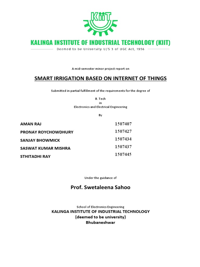 Smart Irrigation Based On IOT (Project Report) | PDF | Internet Of ...