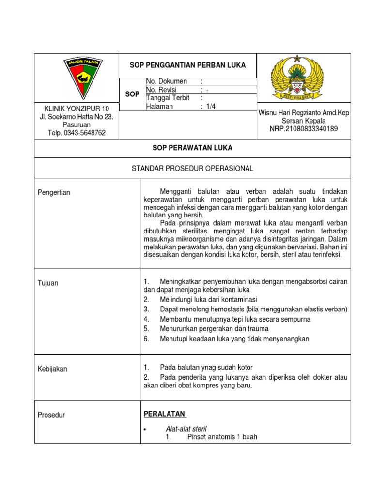 Sop Penggantian Perban Luka | PDF