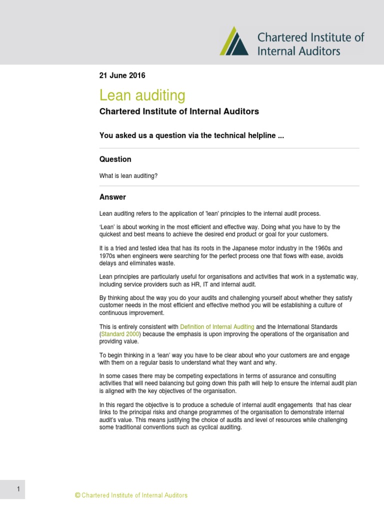 Lean Auditing PDF | PDF | Internal Audit | Economies