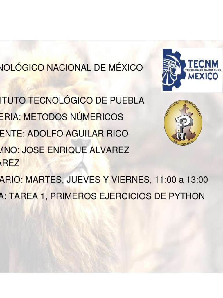 Primeros Ejercicios de Python, Tarea 1 | PDF