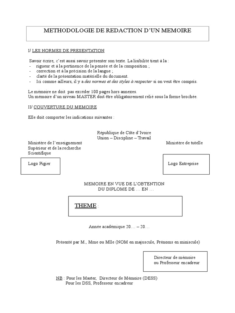 Méthodologie de Rédaction d'un Mémoire | PDF | Définition | Édition