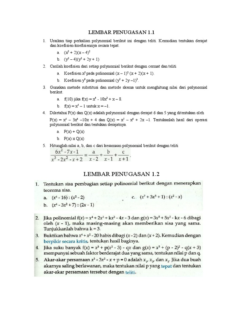 Tugas Polinomial Matematika | PDF
