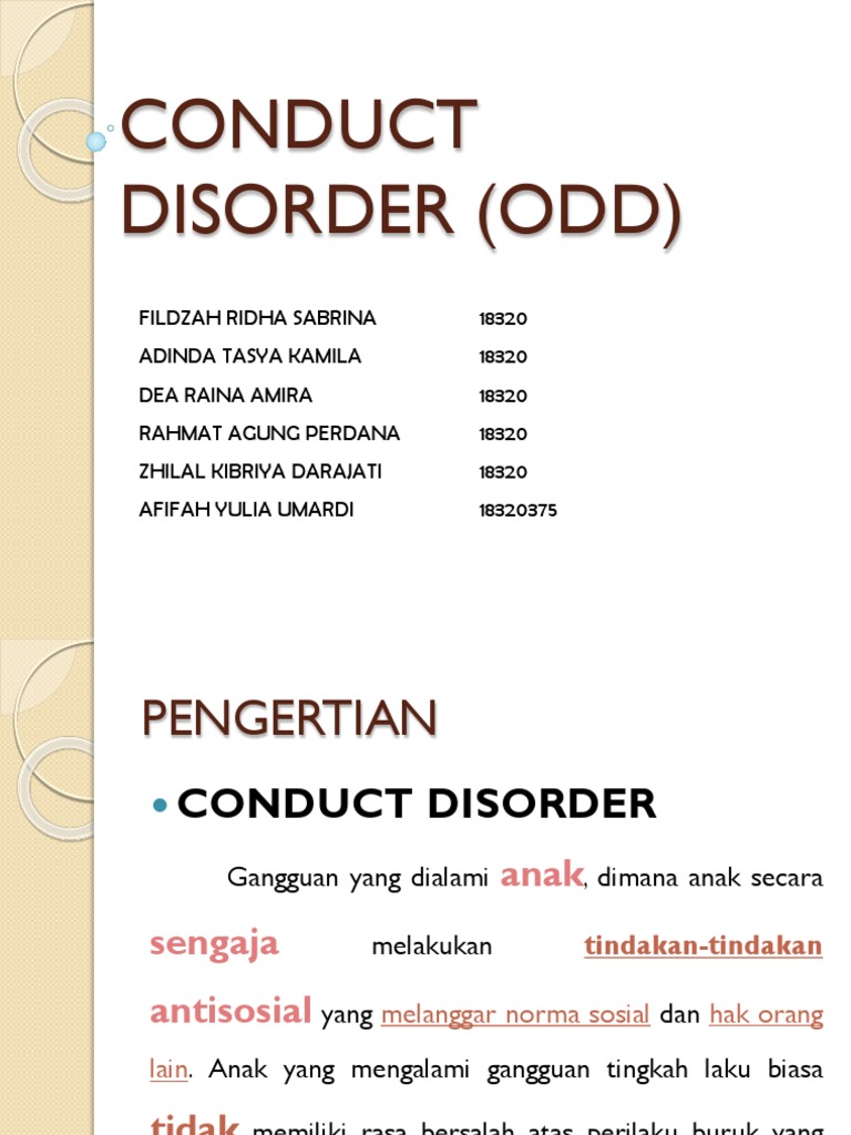 Memahami Conduct Disorder dan ODD | PDF | Pengembangan Diri | Kesehatan ...