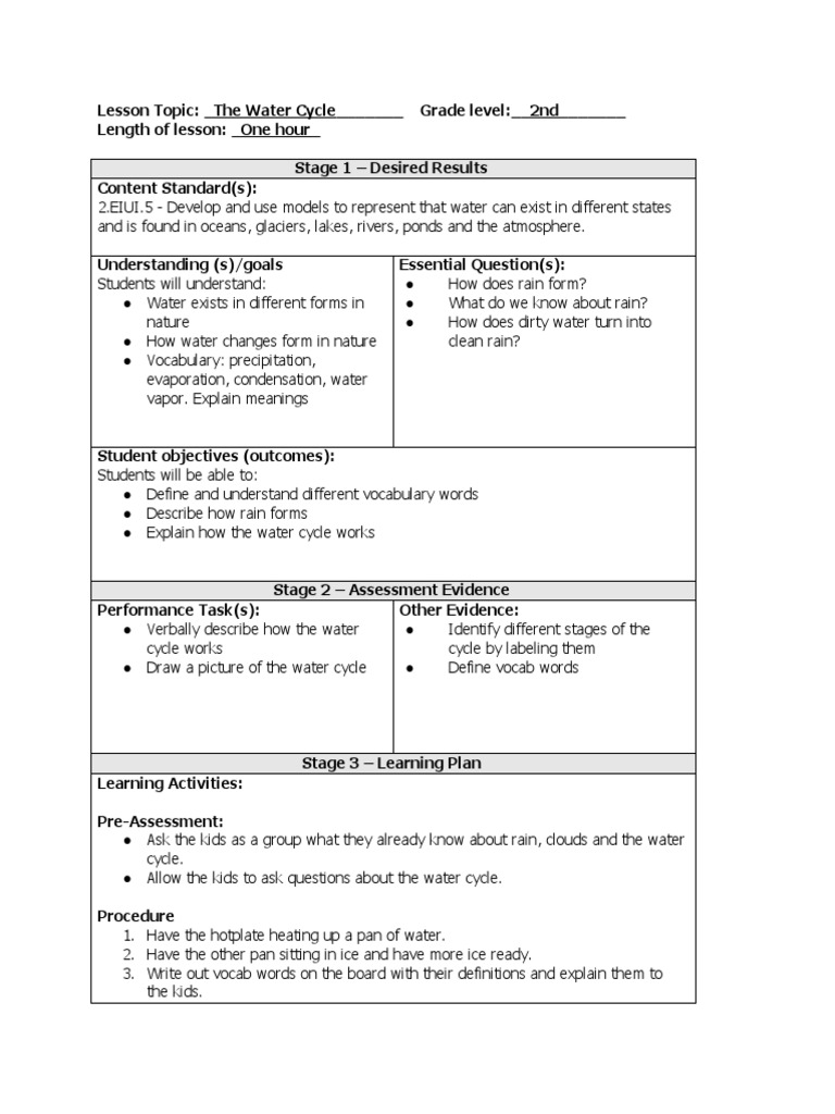 Lesson Plan - Shippee | PDF | Water Cycle | Rain