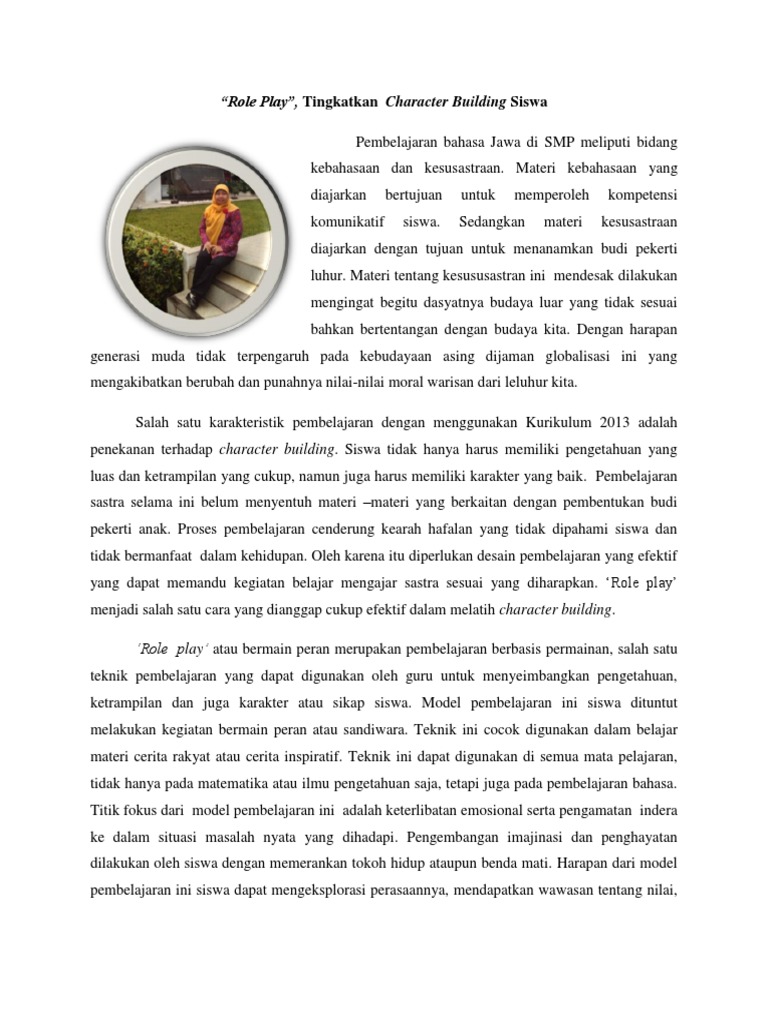 "Role Play", Tingkatkan Character Building Siswa | PDF | Karier ...