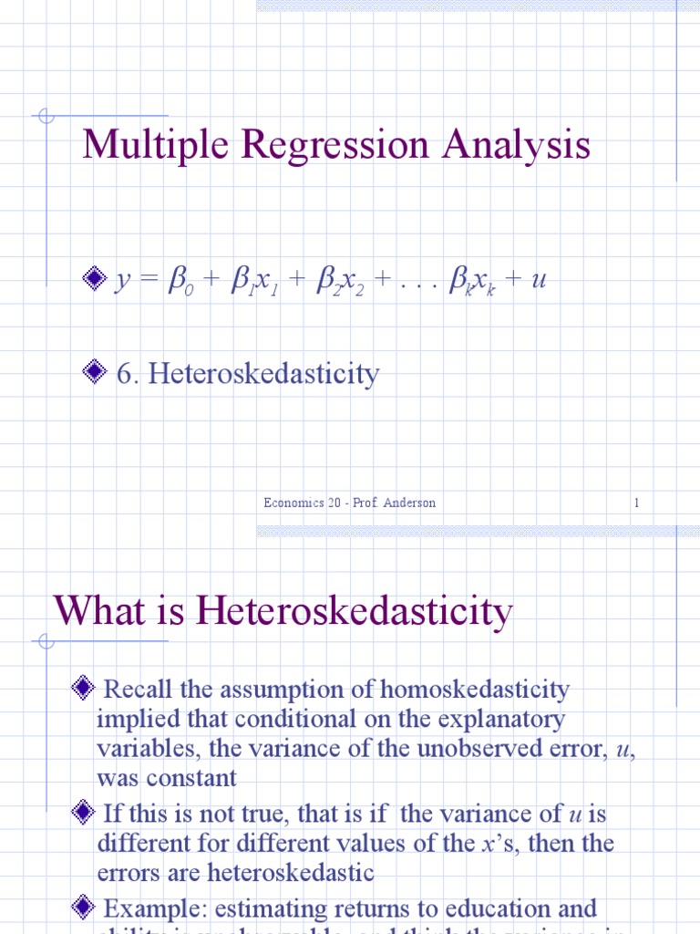 Multiple Regression Analysis: y + X + X + - . - X + U | PDF | Errors And Residuals ...