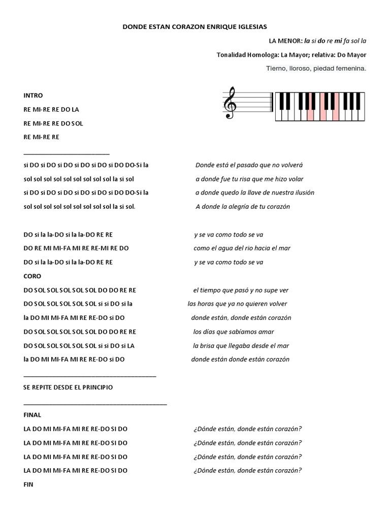 Donde Estan Corazon Enrique Iglesias | PDF