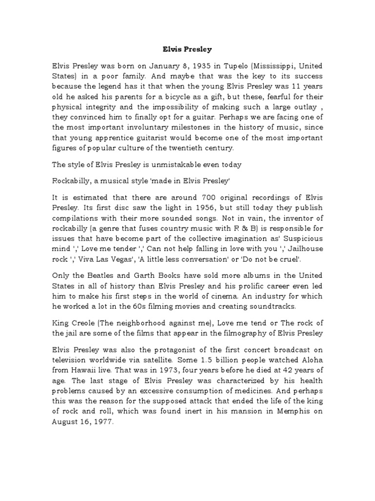 Elvis Presley Biography | PDF | Elvis Presley | Popular Music