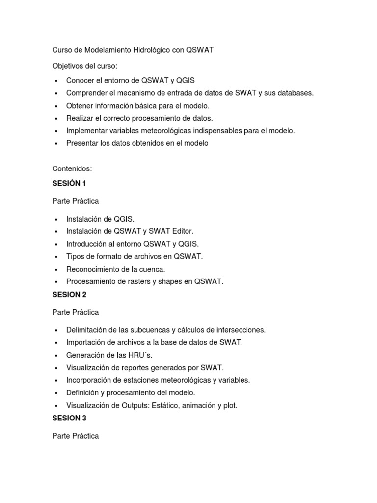 Curso de Modelamiento Hidrológico Con QSWAT | PDF
