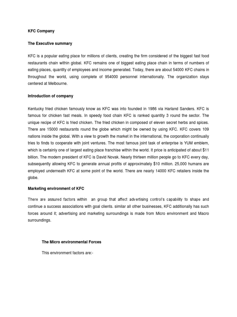 KFC Business Plan | PDF | Retail | Fast Food