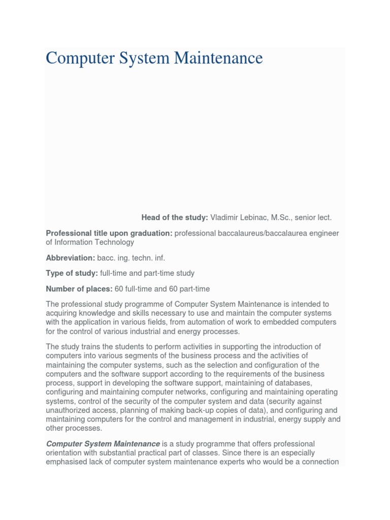 Computer System Maintenance | PDF | Databases | Software