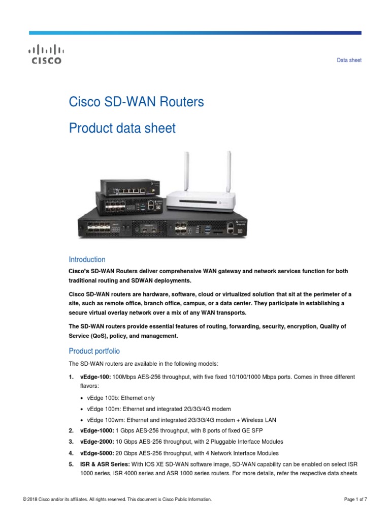 Cisco SD-WAN Routers | PDF | 4 G | Router (Computing)