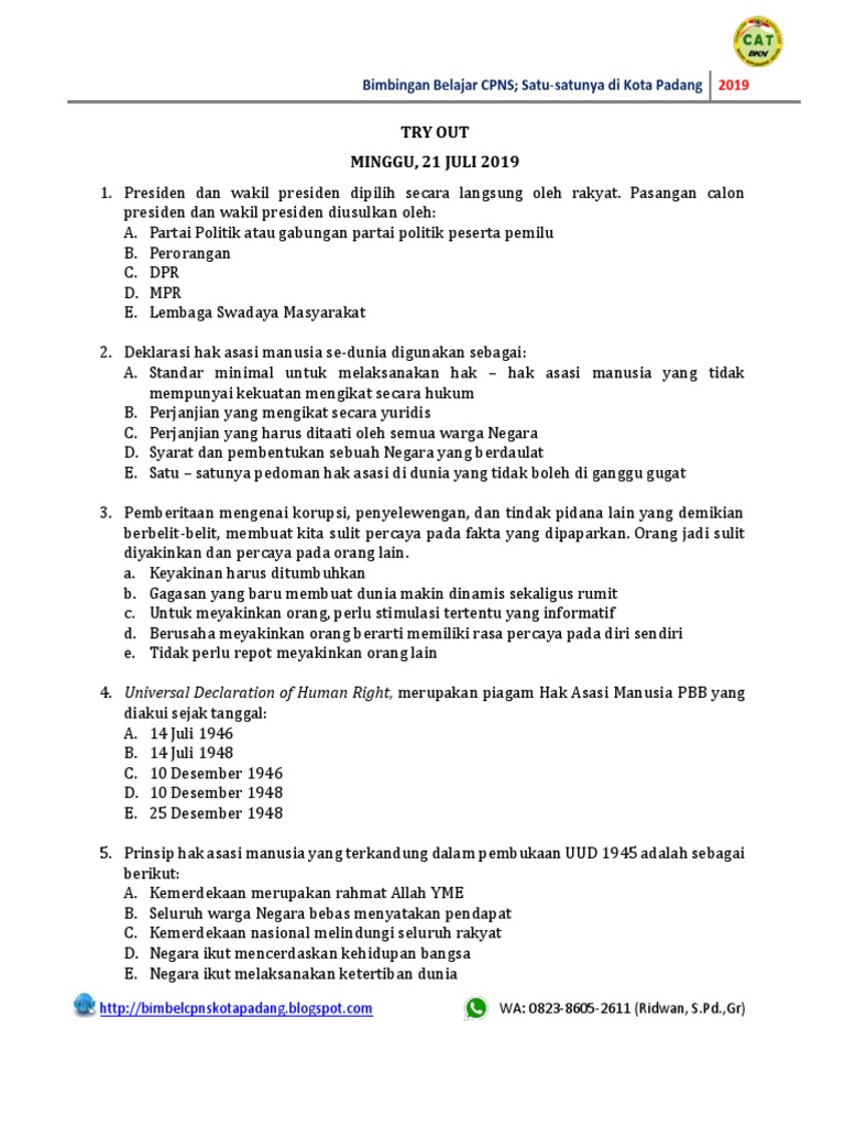 Try Out 3 (21 Juli 2019) | PDF