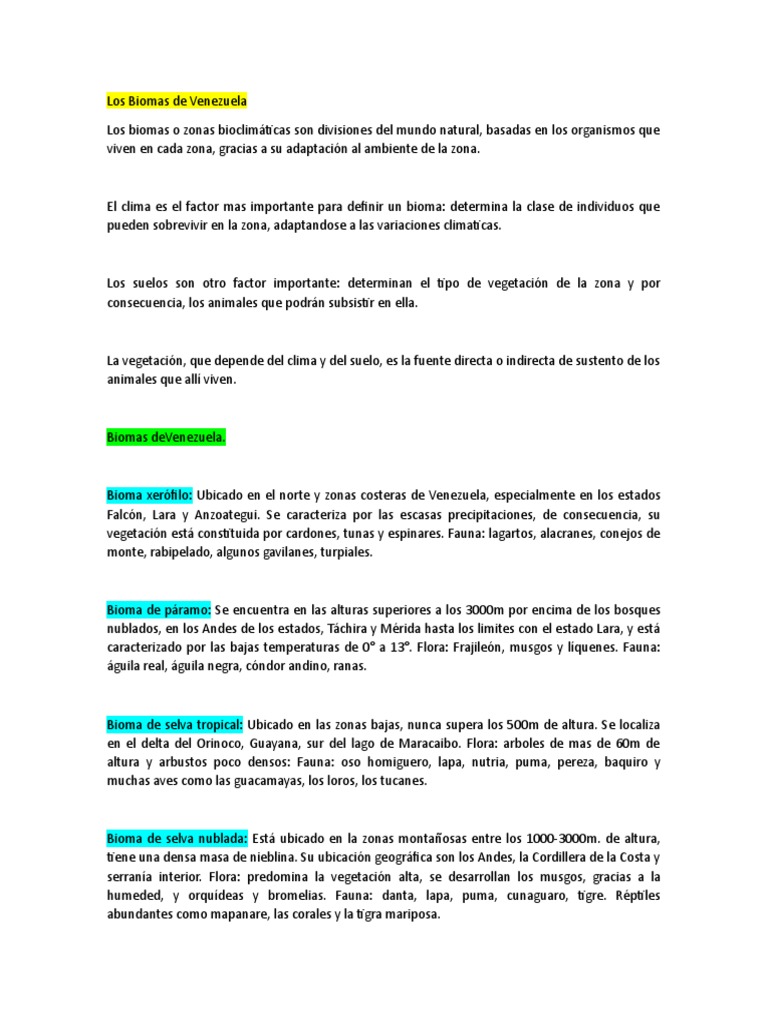 Biomas de Venezuela: Tipos y Características | PDF | Selva | Clima