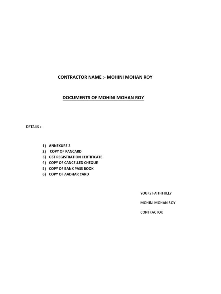 Contractor Name of Hard Copy Letter | PDF