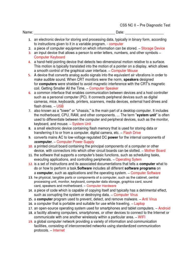 CSS NC II - Diagnostic | PDF | Personal Computers | Computer Monitor