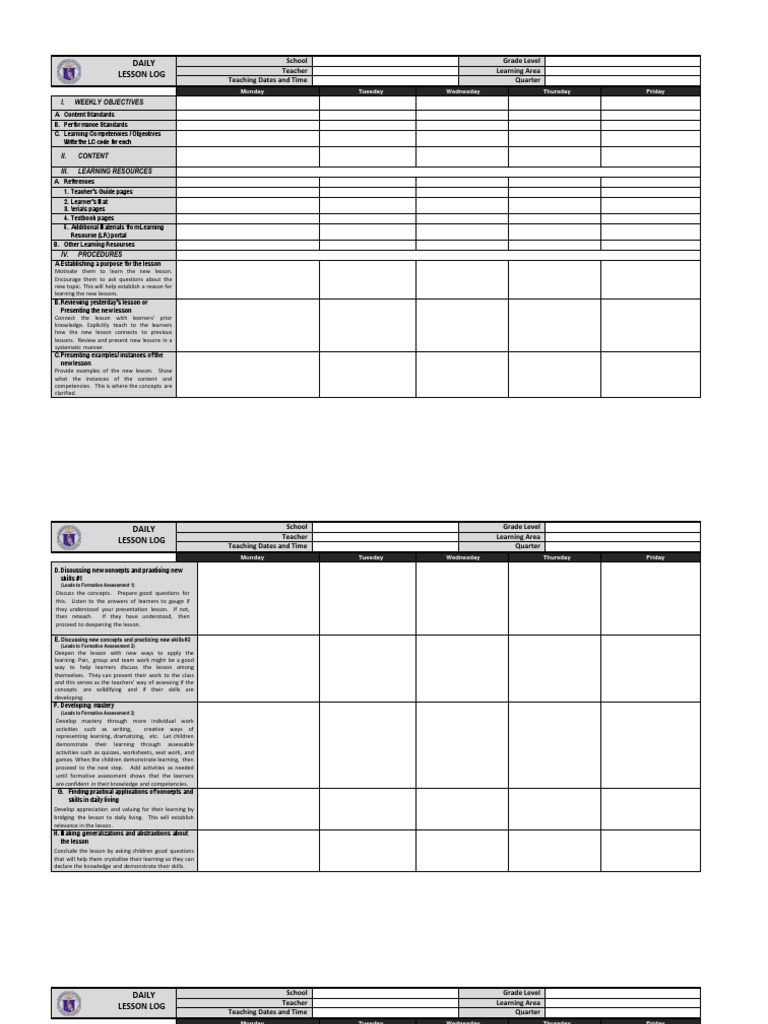 Sample Daily Lesson Log | PDF | Education Theory | Teachers