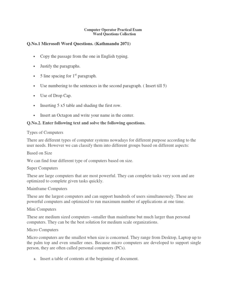 Computer Operator Practical Exam | PDF | Hyperlink | Web Page