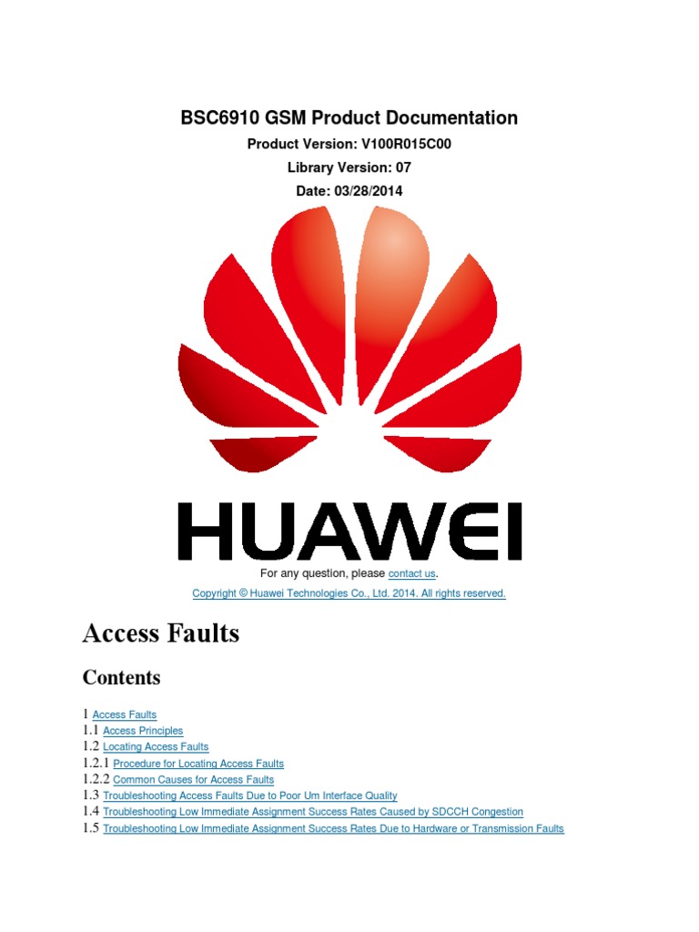 BSC6910 Access Faults | PDF | Troubleshooting | Network Congestion