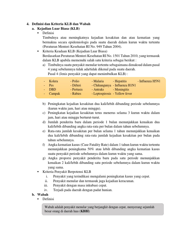 Definisi Dan Kriteria KLB Dan Wabah - Devina PDF | PDF