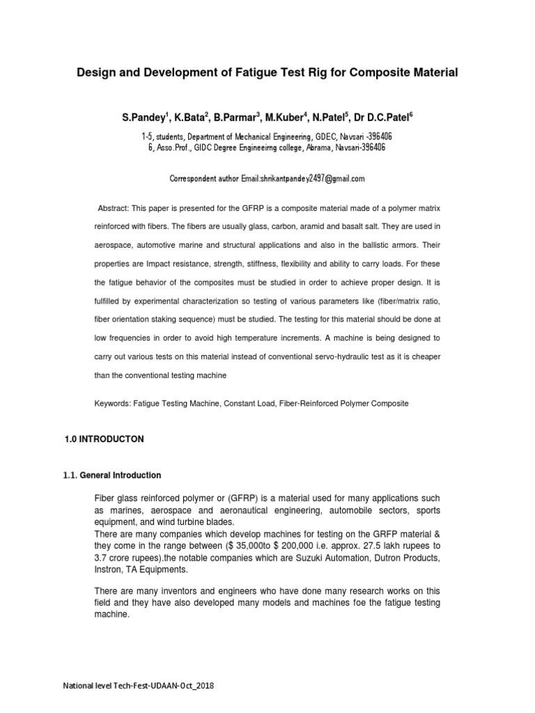 Fatigue Test Rig | PDF | Fatigue (Material) | Composite Material