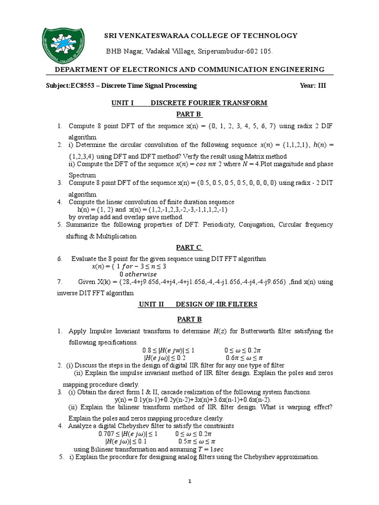 DTSP | PDF | Discrete Fourier Transform | Filter (Signal Processing)