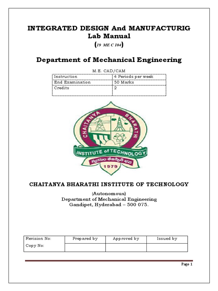 Cad-Cam Lab Manual | PDF | 3 D Printing | 3 D Modeling