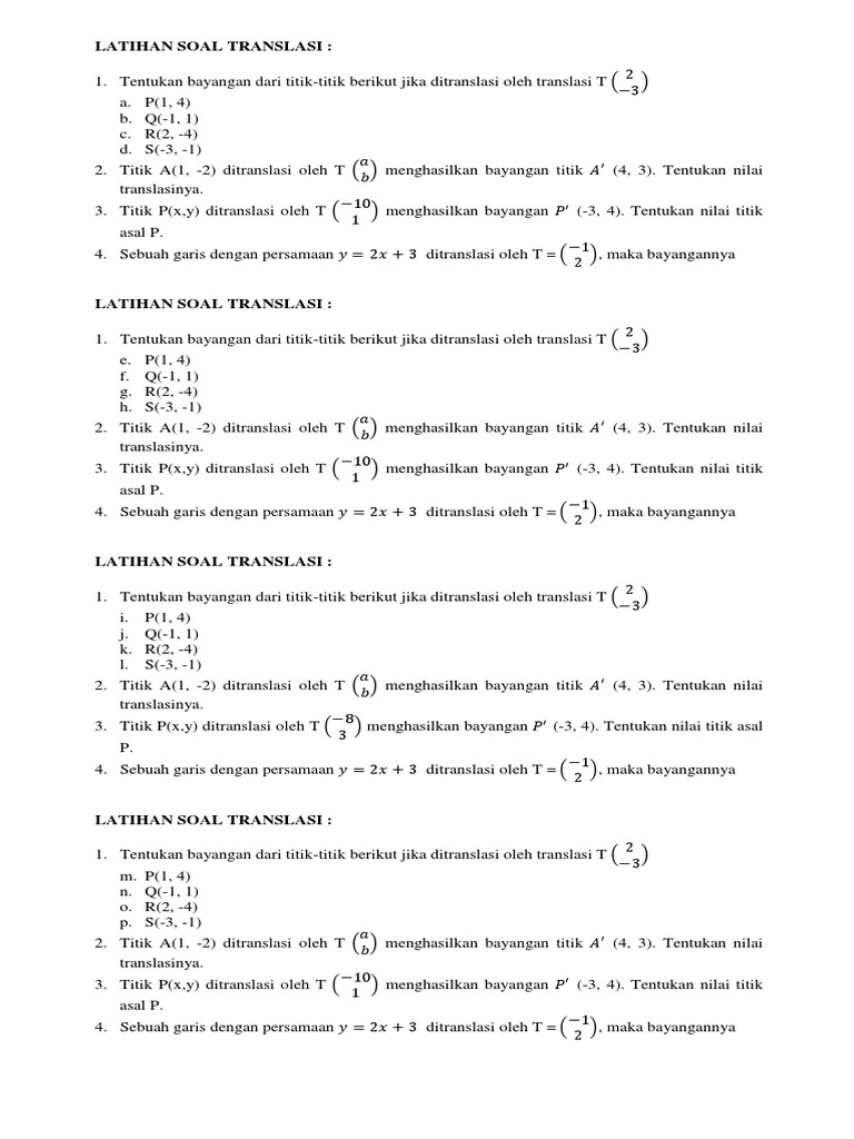 Latihan Soal Translasi | PDF
