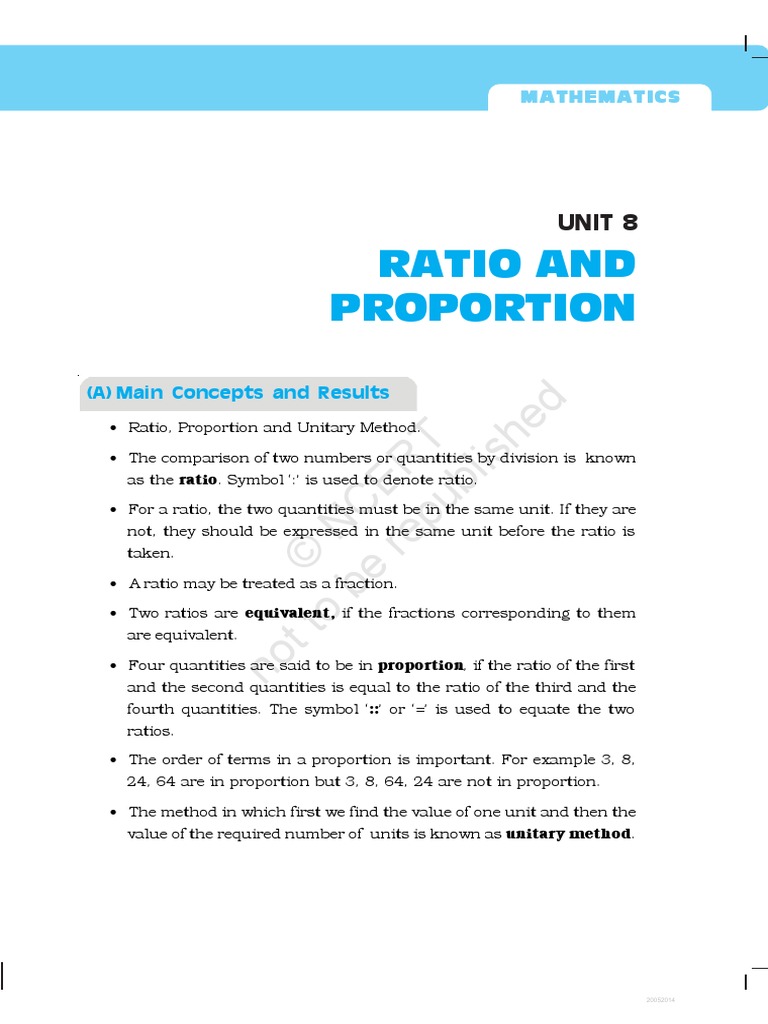 Ratio and Proportion Ncert PDF | PDF | Ratio | Teaching Mathematics