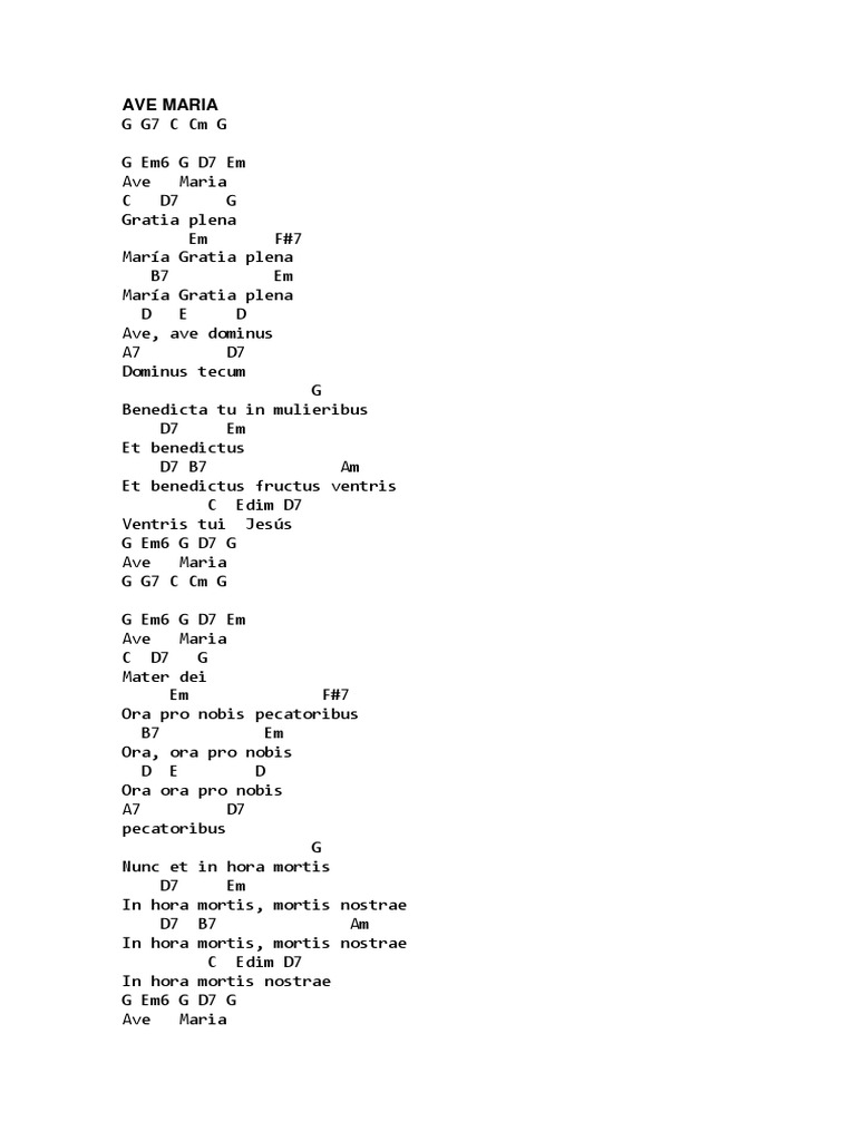Letra y Acordes Ave Maria | PDF