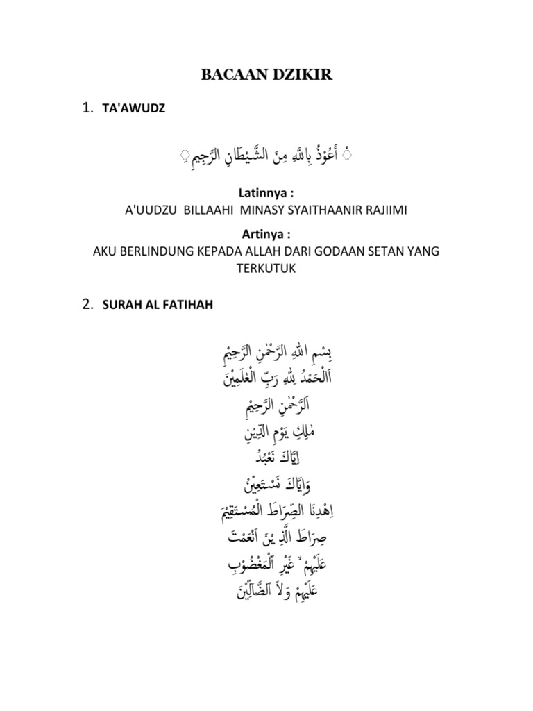 Bacaan Dzikir PDF | PDF