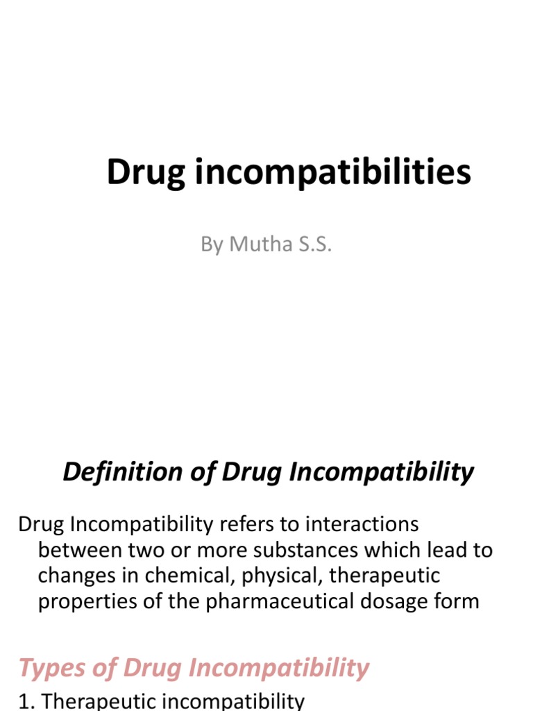 Drug Incompatibilities Notes | PDF | Glycerol | Solubility