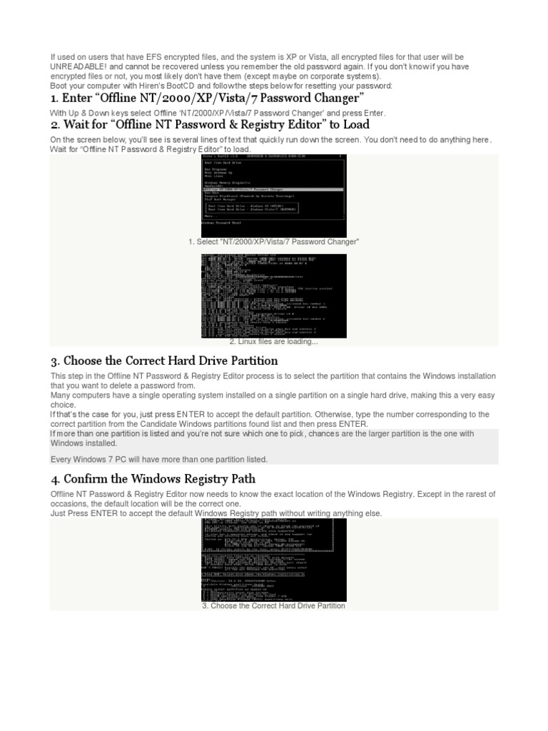 PAssword Remove With Hiren Boot | PDF | Windows Registry | Password