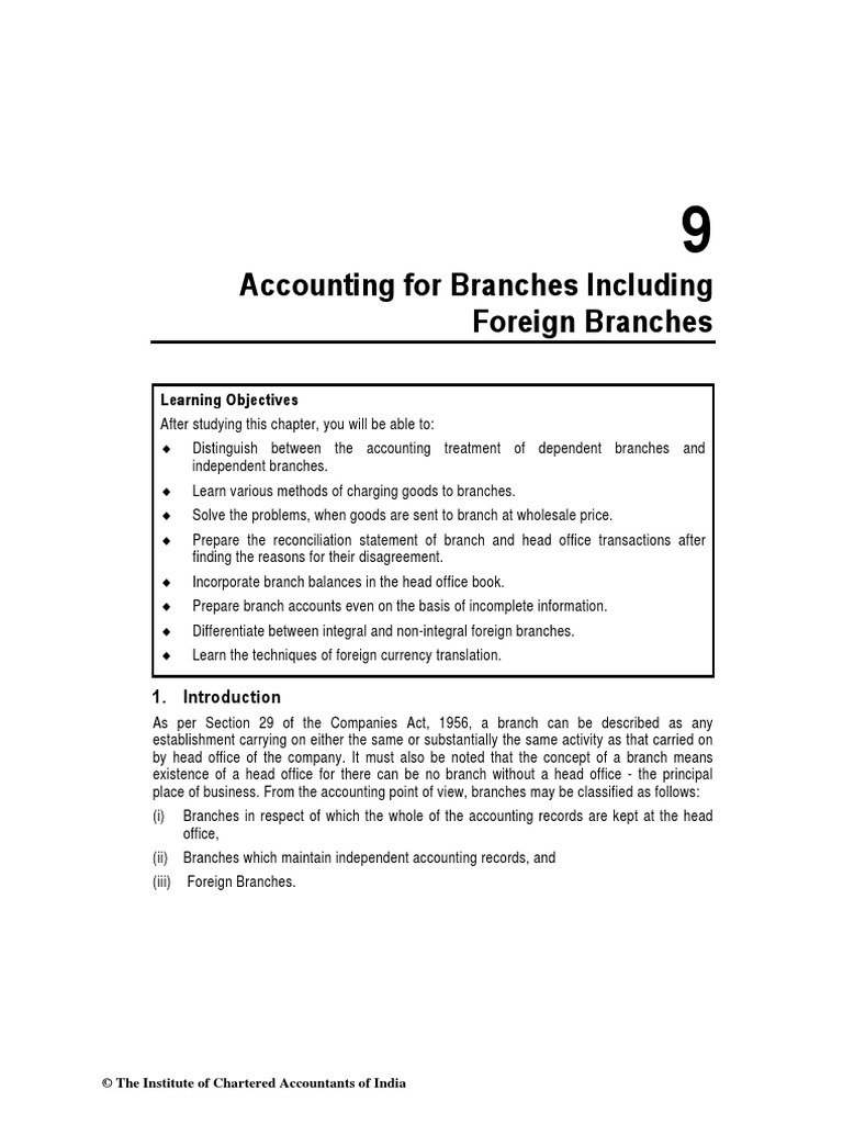 Accounting For Branches | PDF | Debits And Credits | Stocks