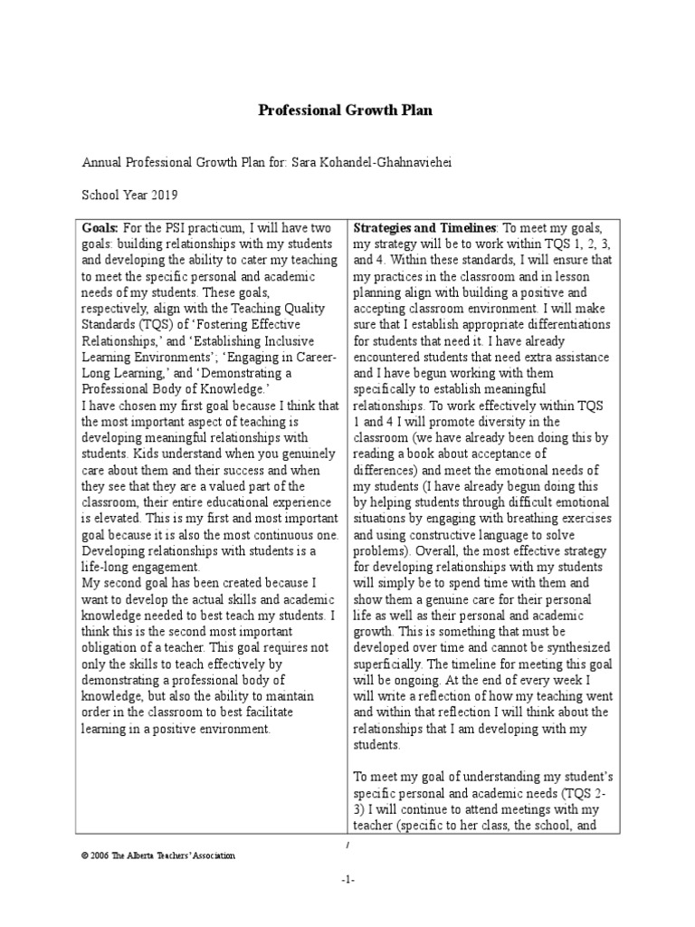 Sara Kohandel - TPGP | PDF | Teachers | Classroom