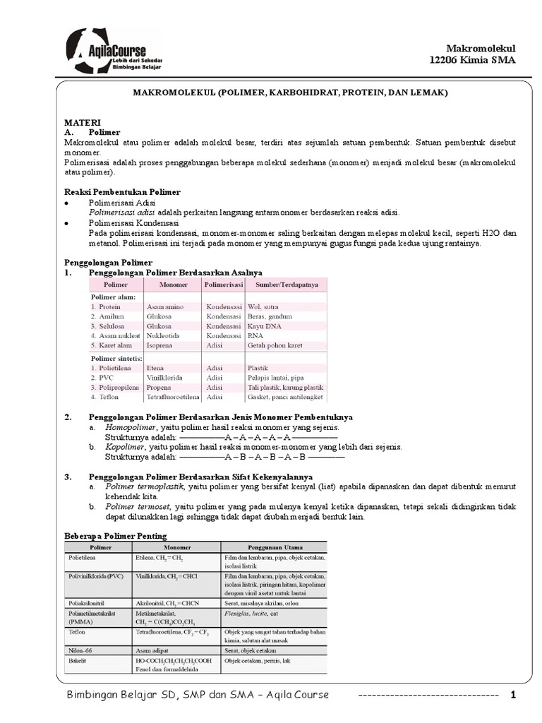 Makromolekul: Polimer, Karbohidrat, Protein | PDF