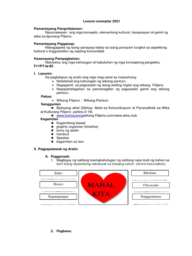 Lesson Exemplar Sa Filipino 11 Komunikas | PDF