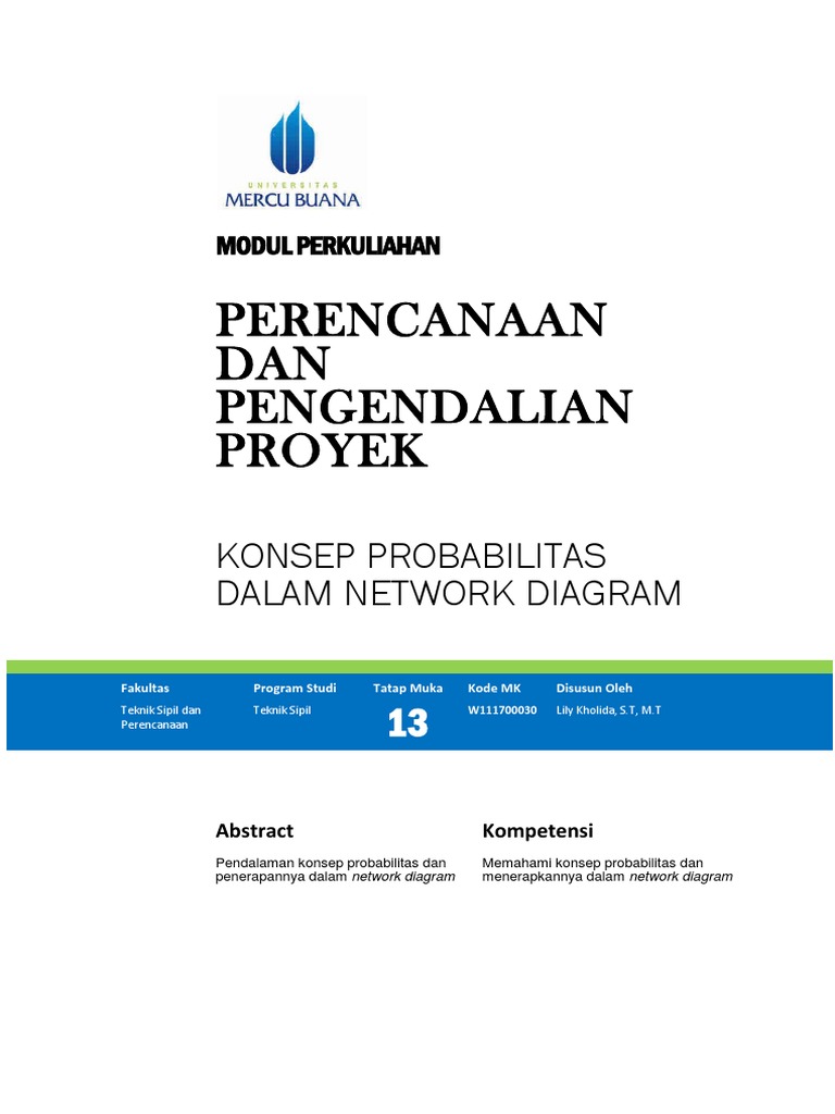 Modul Perencanaan Dan Pengendalian Proyek (TM13) | PDF | Komputer | Teknologi & Rekayasa