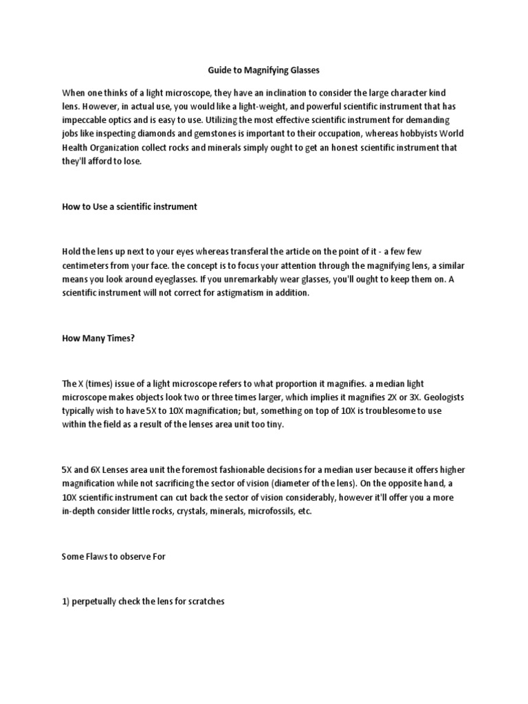 Guide To Magnifying Glasses | PDF | Glasses | Optics