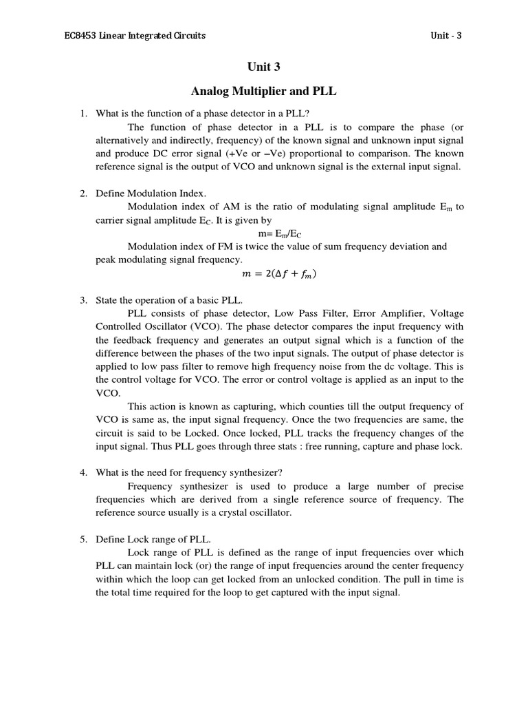 Unit 3 | PDF | Detector (Radio) | Frequency Modulation