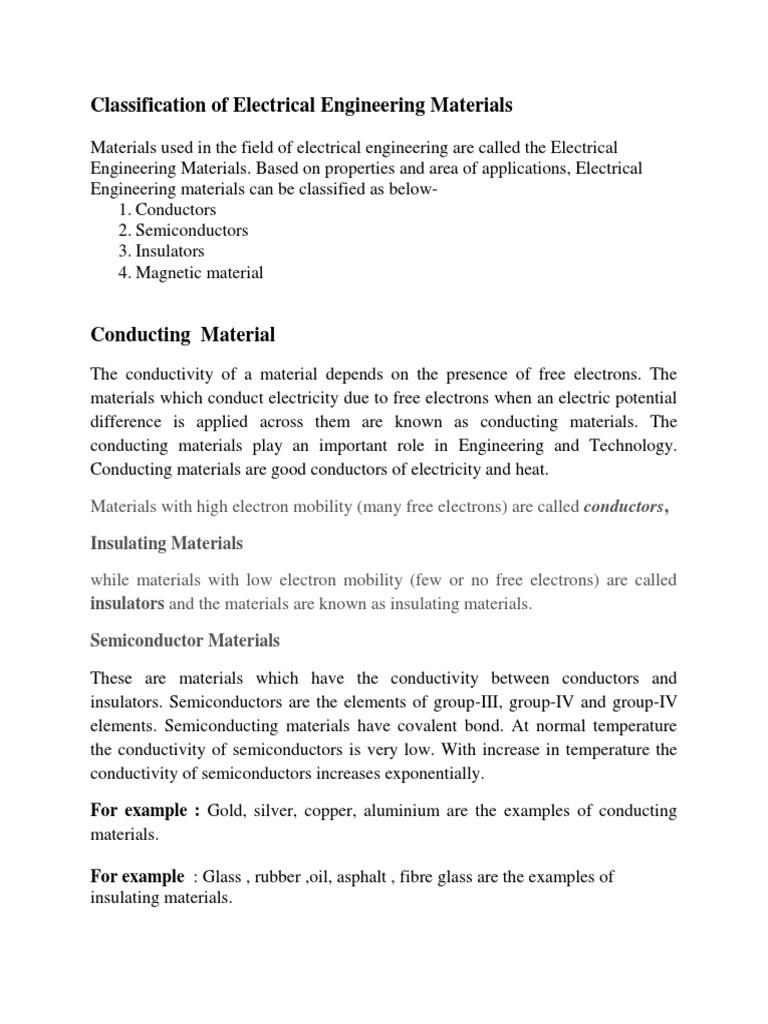 Classification of Conducting Materials | PDF | Magnetism | Semiconductors