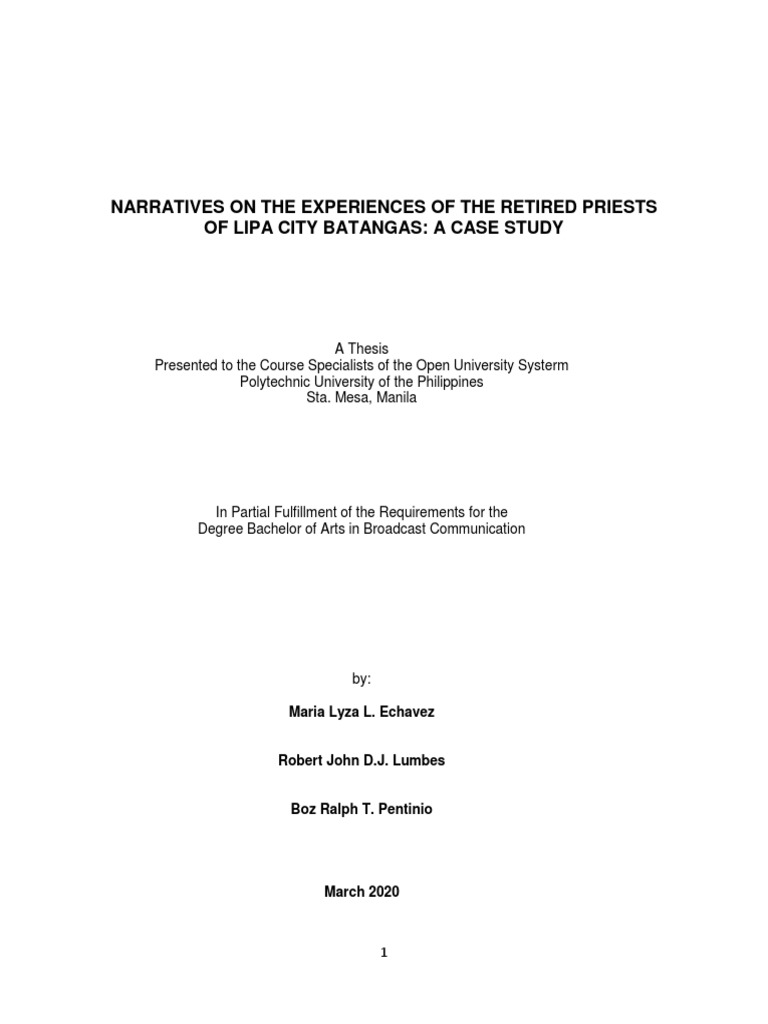 Narratives On The Experiences of The Retired Priests of Lipa City ...
