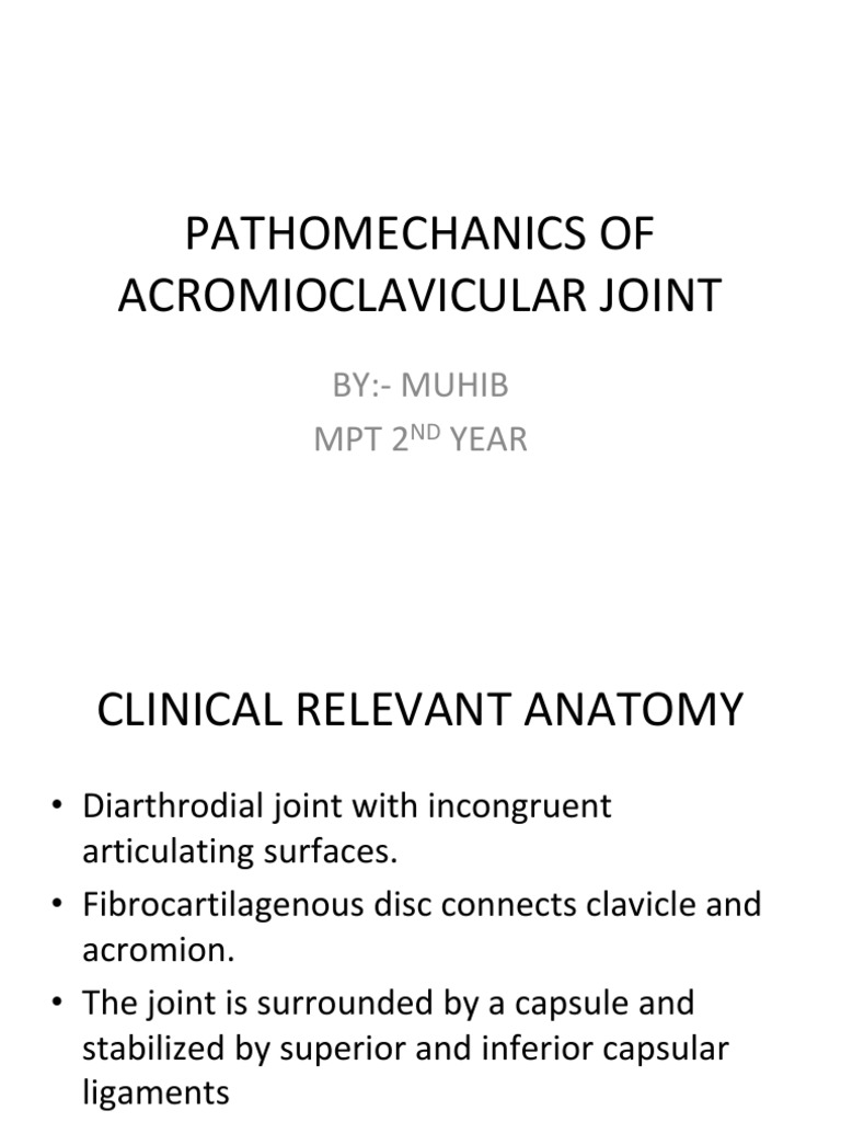 AC Joint Pathomechanics Guide | PDF | Shoulder | Anatomical Terms Of Motion