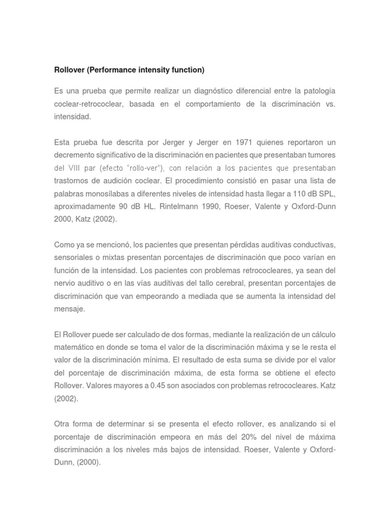 Prueba de Rollover (Performance Intensity Function) | PDF