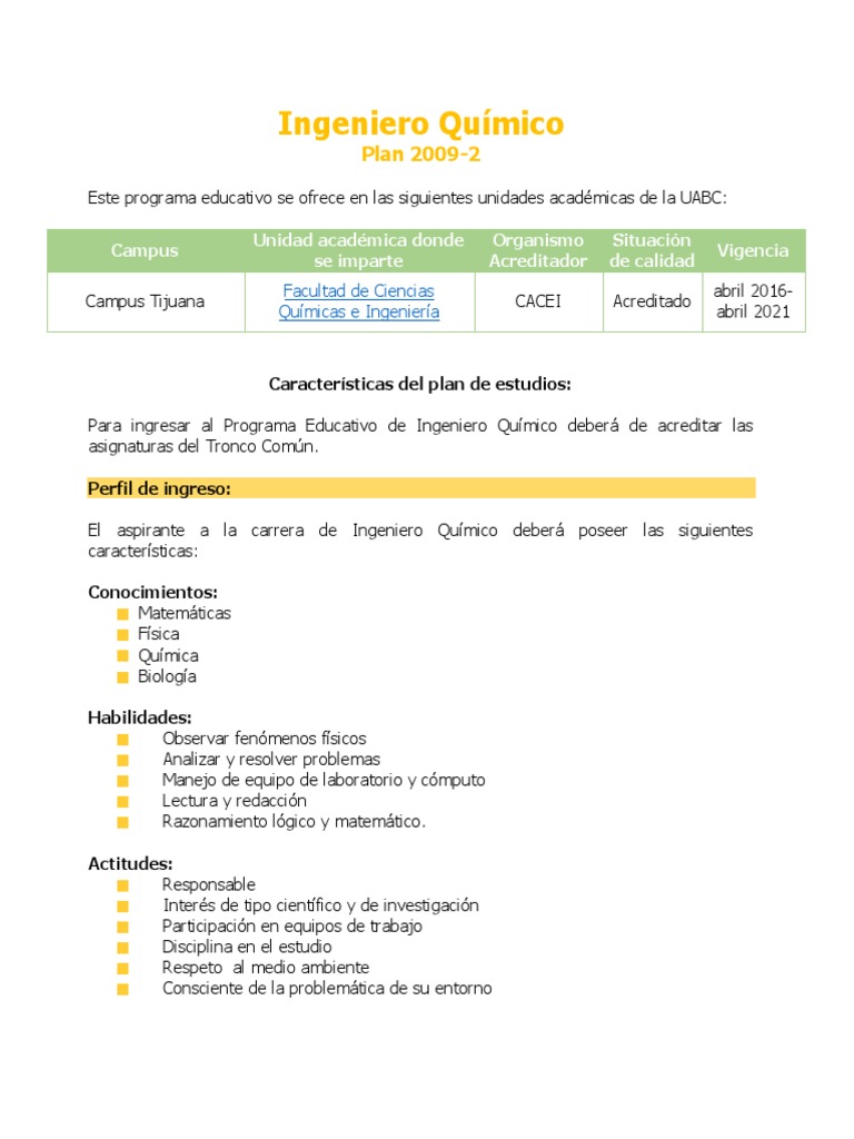 Ingeniero Quimico Pdf Ingeniería Química Ingeniería