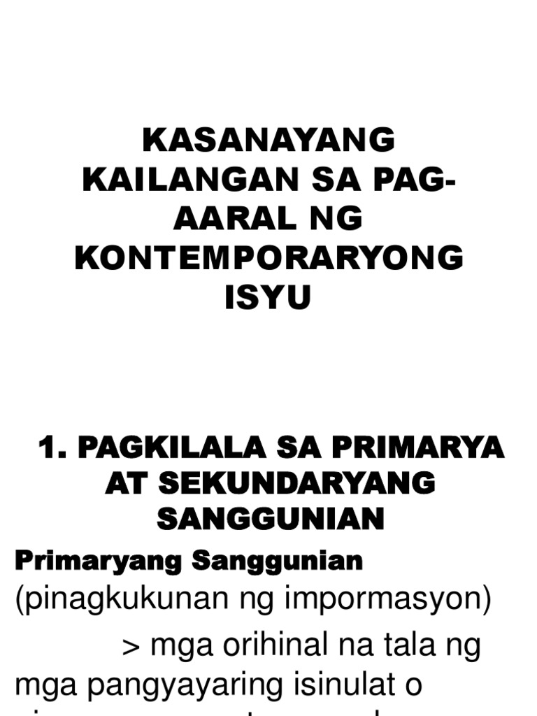 Kasanayang Kailangan Sa Pag-Aaral NG Kontemporaryong Isyu | PDF