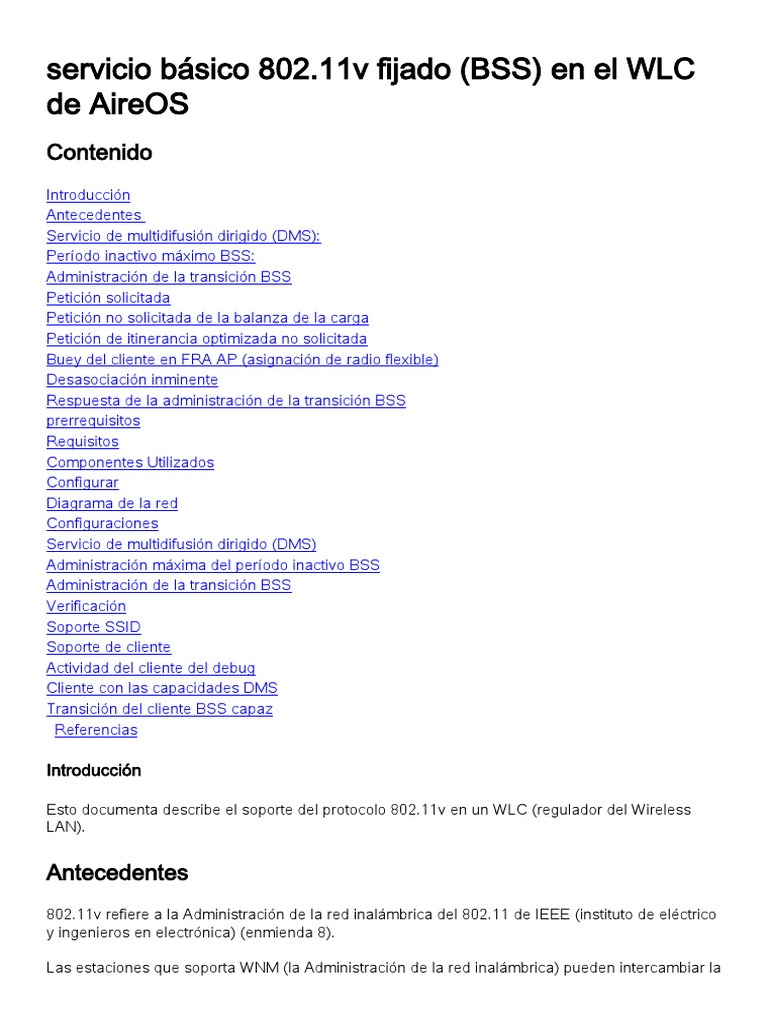 802 11v Basic Service Set BSS On AireO | PDF | Punto de acceso ...